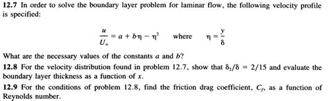 solved 12 7 in order to solve the boundary layer problem for