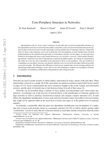 pdf core periphery structure in networks