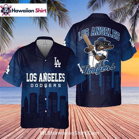 Sunset Skyline Mascot La Dodgers Aloha Shirt Mlb Hawaiian Shirt