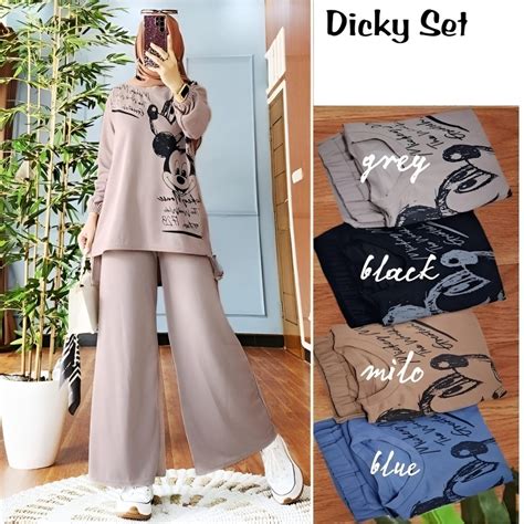 Jual Vallina Outfit Dicky One Set Printed Crinkle Baju Setelan Wanita