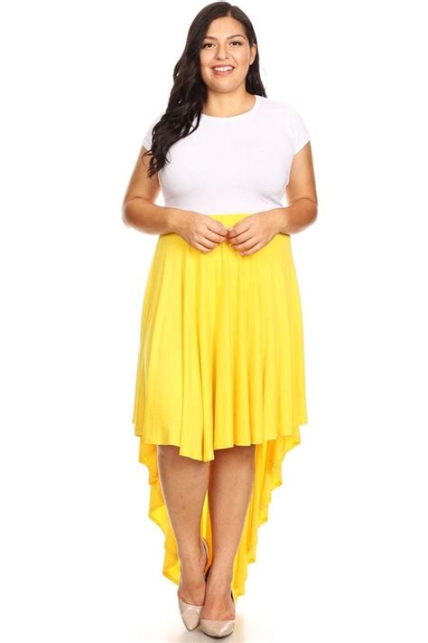 Plus Size Women Ruffles Hi Low Hem High Waist Maxi Skirt Viva Curvy