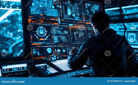Cyber Threat Detection Cybersecurity Operations Center Generative Ai Stock Illustration