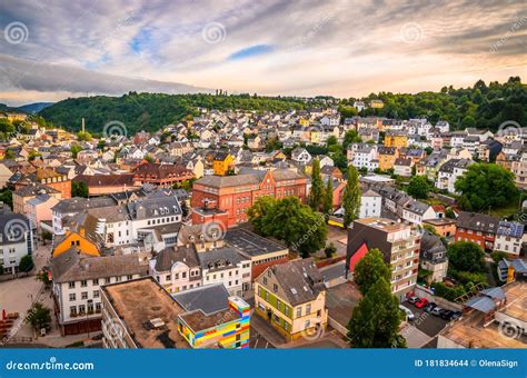 Panoramic Aerial View Of Idar Oberstein At Sunset Germany Editorial Stock Image Image Of