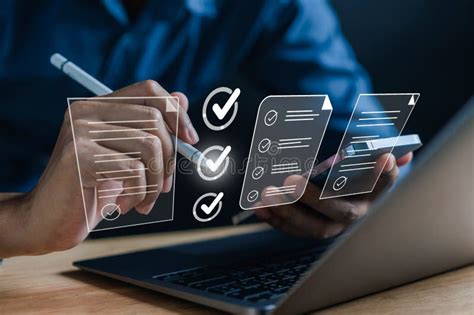 Online Survey And Digital Form Checklist By Laptop Computer Document
