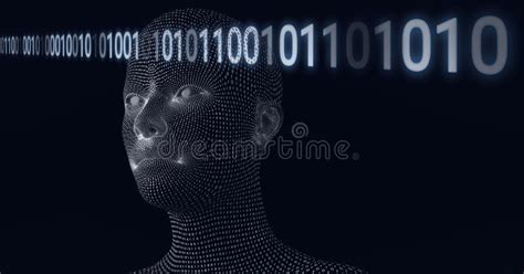 Composition Of Human Bust And Binary Coding Processing Stock Illustration Illustration Of