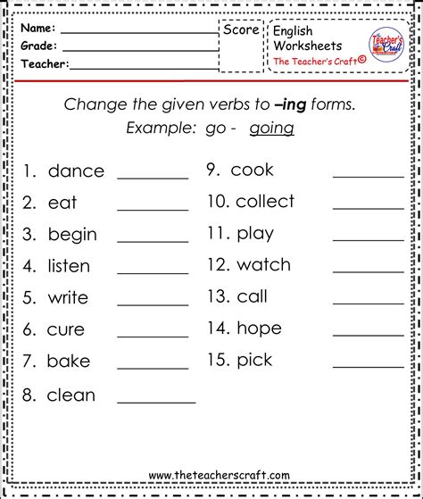 Present Progressive Tense Worksheet Grade 6