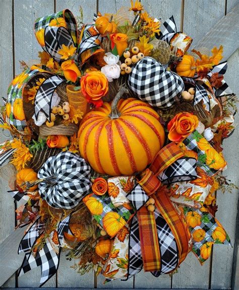 Fall Wreaths For Front Door Autumn Wreath Pumpkin Wreath Outdoor