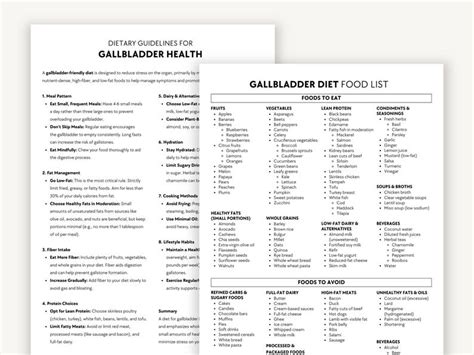 Gallbladder Diet Food List Pdf Printable Gallstone Grocery Guide Low