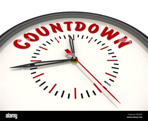 Countdown Clock With Text Analog Clock With Red Text Countdown Isolated 3d Illustration Countdown Clock With Text Analog Clock With Red Text Countdown Isolated 3d Illustration
