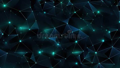 Abstract Interlocking Triangles Pattern With Dark Blue Stars And