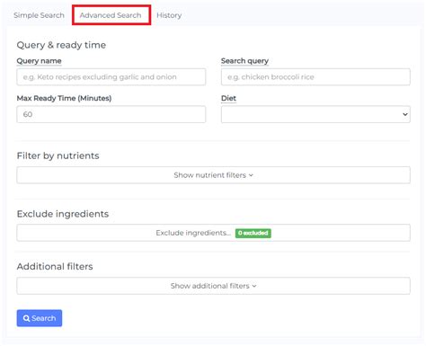 How To Use The Recipe Database Search Feature