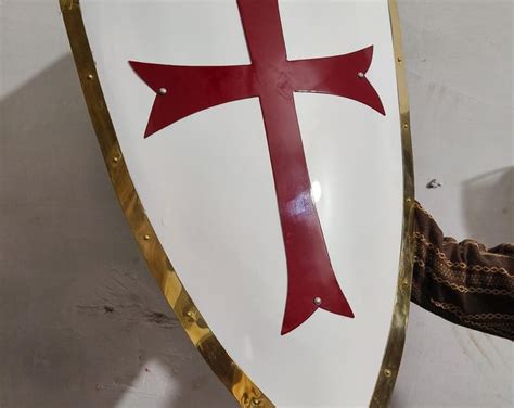 Handmade Knight Templar Shield Red Cross Crusader Armor Cosplay Prop