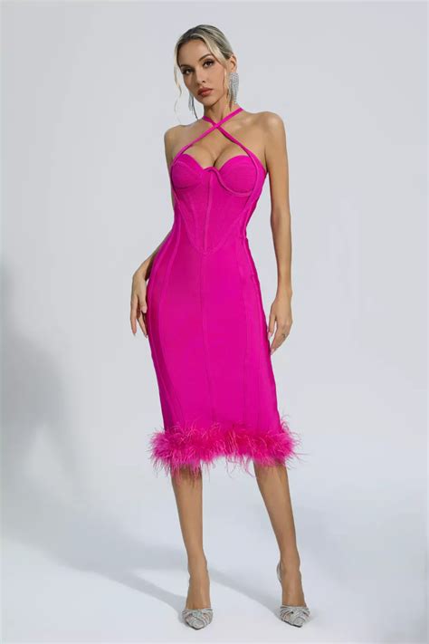 Aleah Rose Red Halterneck Bandage Dress