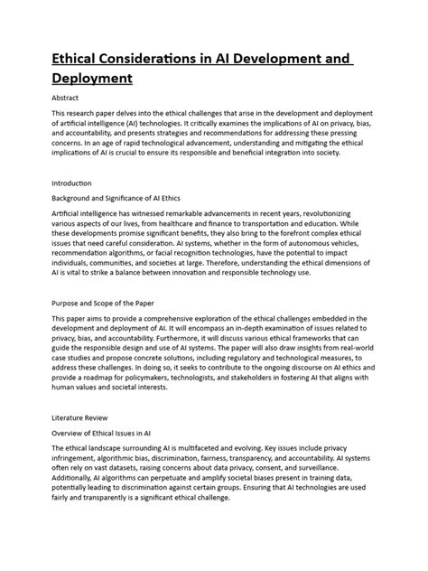 Ethical Considerations In Ai Development And Deployment Pdf Artificial Intelligence