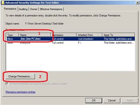 Filefolder Permission And Ownership Rights On Windows 7