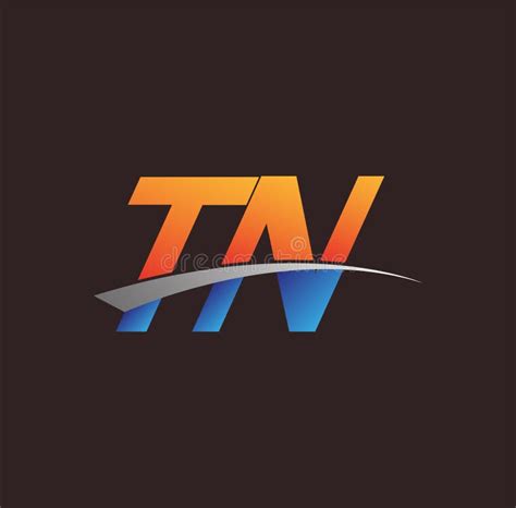 Initial Letter Tn Logotype Company Name Colored Orange And Blue And Swoosh Design Vector Logo