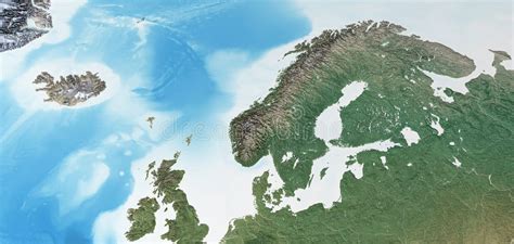 Map Of Northern Europe With Borders Of The Countries Scandinavia Stock