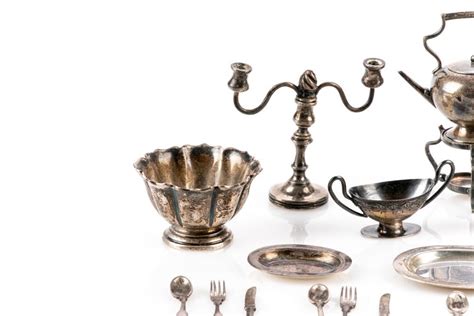 Group Of Thirty English Sterling Silver Dollhouse Miniature Serving