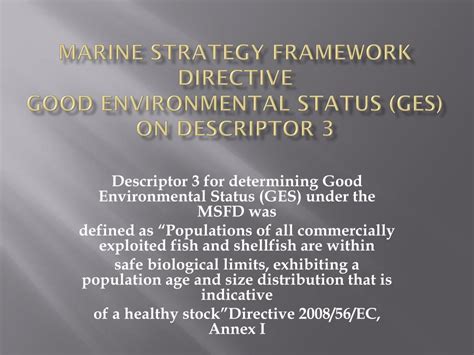 Ppt Marine Strategy Framework Directive Good Environmental Status