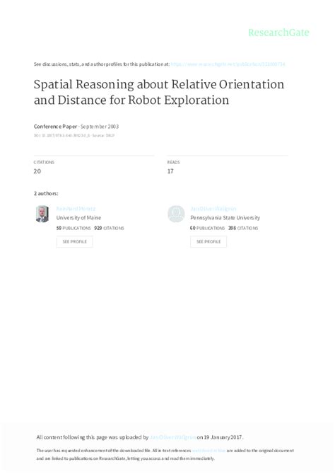 Pdf Spatial Reasoning About Relative Orientation And Distance For