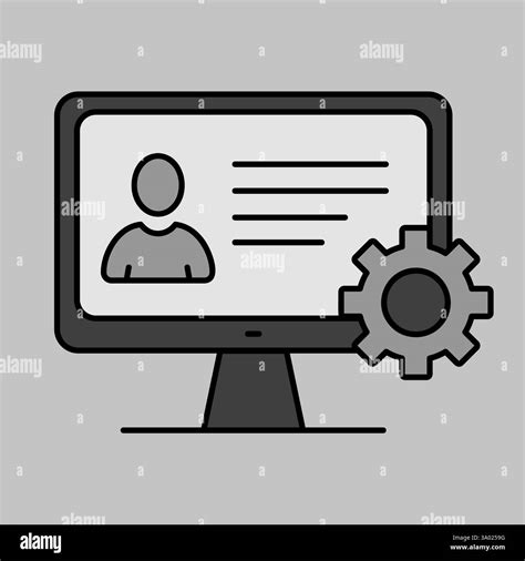 User Customize Settings On Monitor Vector Grayscale Icon User Interface Customization