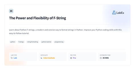 Python F String 문자열 서식 지정 튜토리얼 Labex Python F String 문자열 서식 지정 튜토리얼 Labex