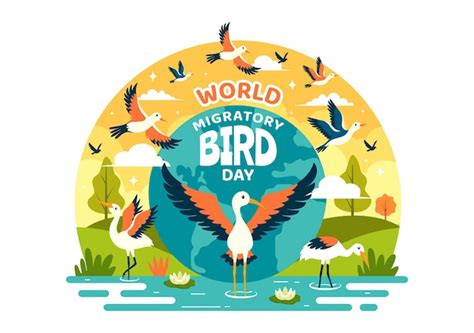 Premium Vector World Migratory Bird Day Vector Illustration With