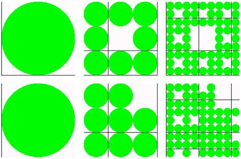 the initiator and first two iterations for two fractals with scaling