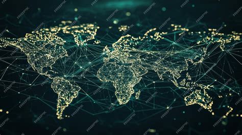 Global Network Connections World Map With Lines And Lights Premium Ai Generated Image