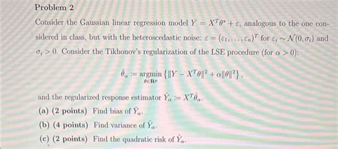 Solved Consider The Gaussian Linear Regression Model