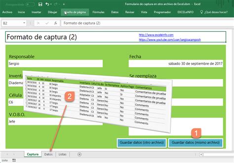 Formulario De Captura En Excel Que Guarda Datos En Otro Archivo De Excel Exceleinfo