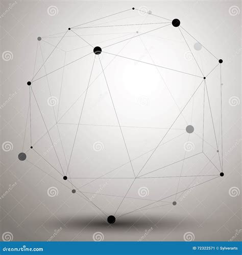 Abstract 3d Structure Polygonal Network Object Grayscale Deform Stock