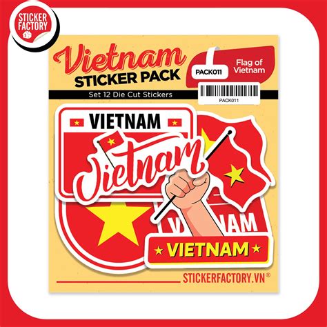 Flag Of Vietnam Sticker Pack Set 12 Die Cut Sticker Pack Sticker