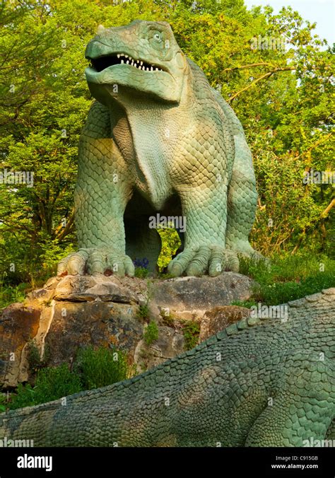 Sculpture Of Dinosaur In Crystal Palace Park South London Uk Made By