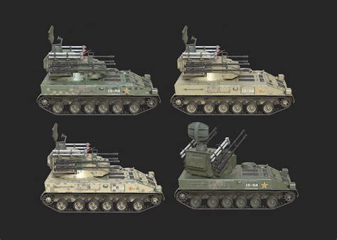 3d Model Pbr Chinese Pgz 04 Self Propelled Anti Aircraft Spaag Vr Ar Low Poly Cgtrader