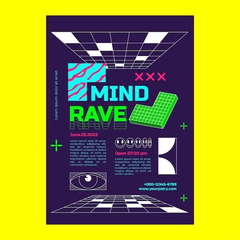Free Vector Hand Drawn Rave Poster Template