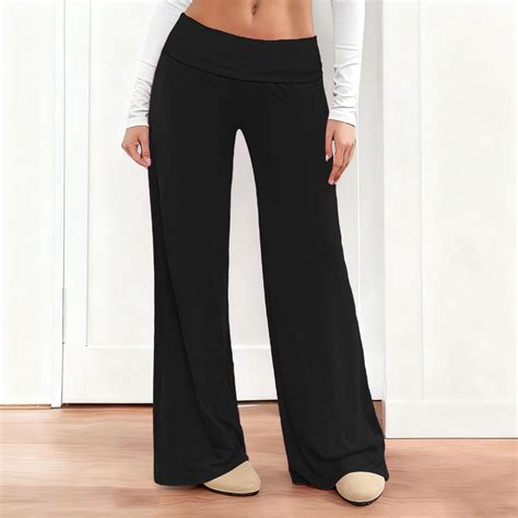 Womens Wide Leg Yoga Pants Cute Fold Over Sweatpants With Elastic