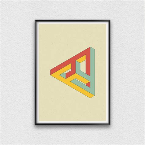 Optical Illusion Wall Art Retro Style Penrose Triangle Print