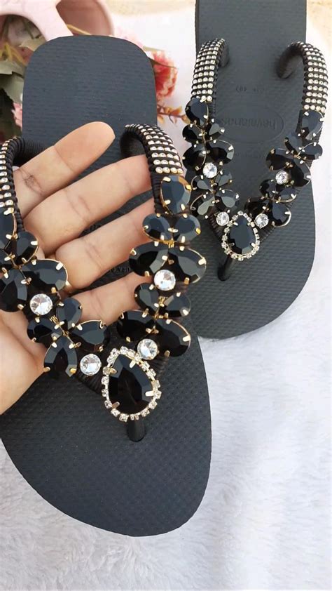 Havaianas Personalizadas Com Pedras Banhadas Modelo Borboleta 🦋 Artesanato Com Chinelo De Dedo