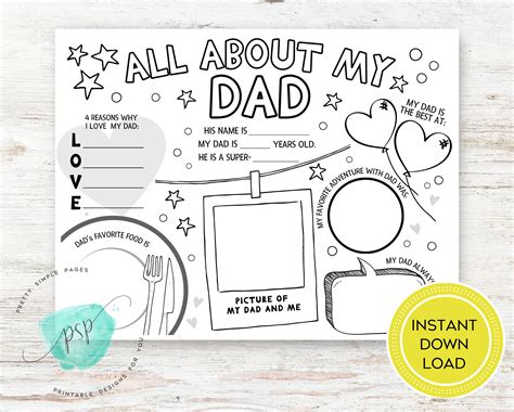 All About My Dad Printable Coloring Pages 2025