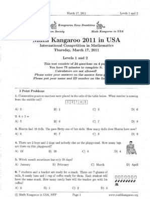 Math Kangaroo Practice Problems Grades 1 8 Geometry Mathematics