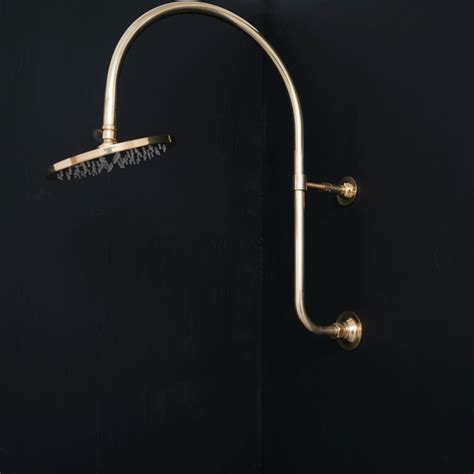 Handcrafted Solid Brass Shower Head And Handheld Set Unlacquered Brass