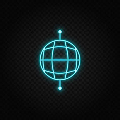 Global Network Neon Vector Icon Blue And Yellow Neon Vector Icon