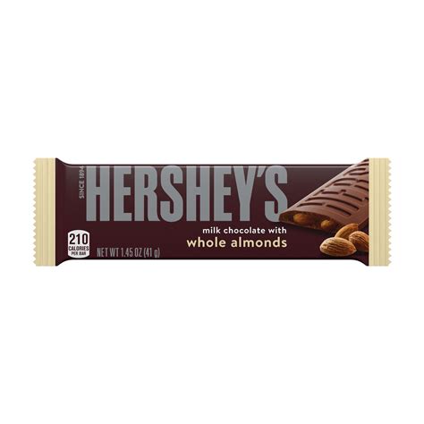 Hersheys Milk Chocolate Almond Standard Size 145oz Candy Bar