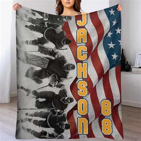 Custom Hockey Blanket Personalized Name And Number Flannel Throw