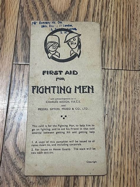 1943 “first Aid For Fighting Men” Leaflet — Ljhmilitaria