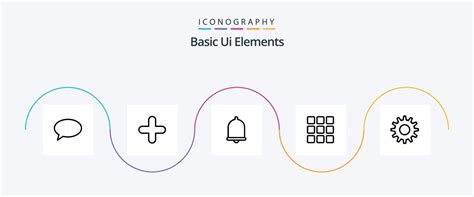 Basic Ui Elements Line 5 Icon Pack Including Gear Squares Alert