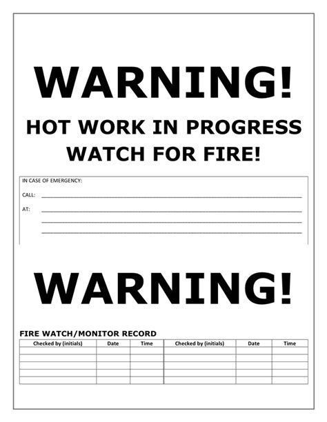 Hot Work Permit Template In Word And Pdf Formats Page 3 Of 3