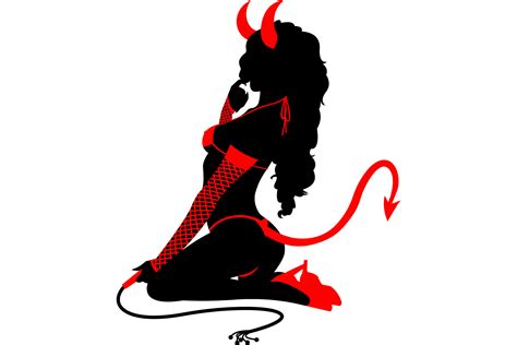 Sexy Devil Girl Silhouette People Illustrations ~ Creative Market