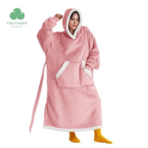 Bedsure Wearable Blanket Hoodie Sherpa Fleece Standard Split With